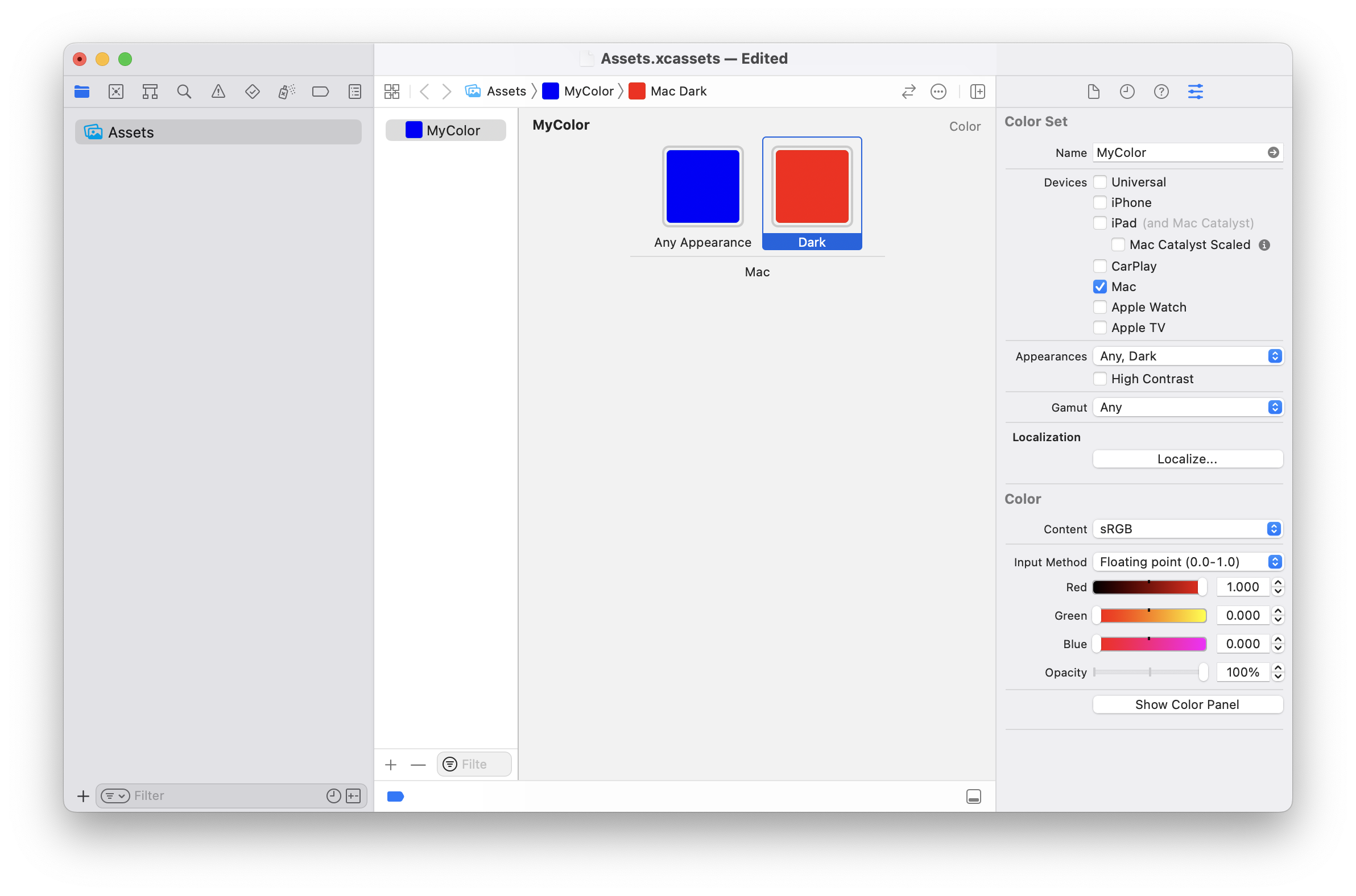 FutureBasic - Asset Catalog - Color