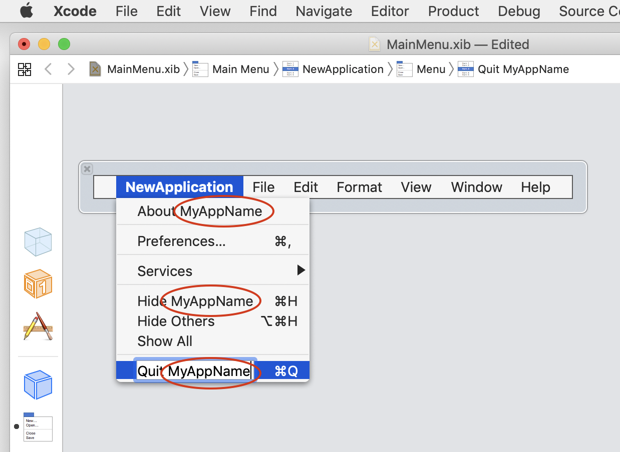 FutureBasic - Working with nibs - MainMenu