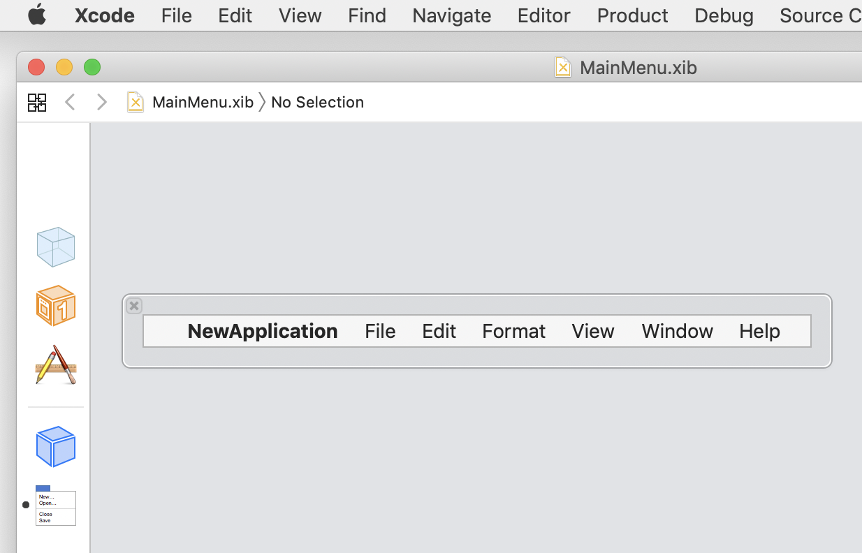 FutureBasic - Working with nibs - MainMenu